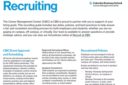 Recruiting Columbia Business School Students | Columbia Business School